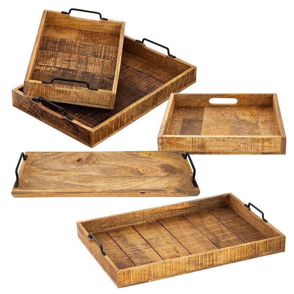 Casamia Dekotablett Tablett Serviertablett Dekotablett Holztablett Holz